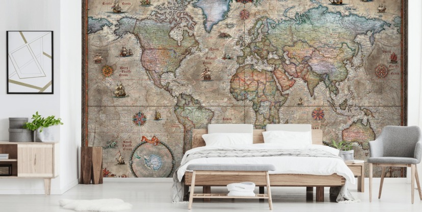 Vintage Map Wallpaper & Antique Map Wall Murals | Wallsauce US