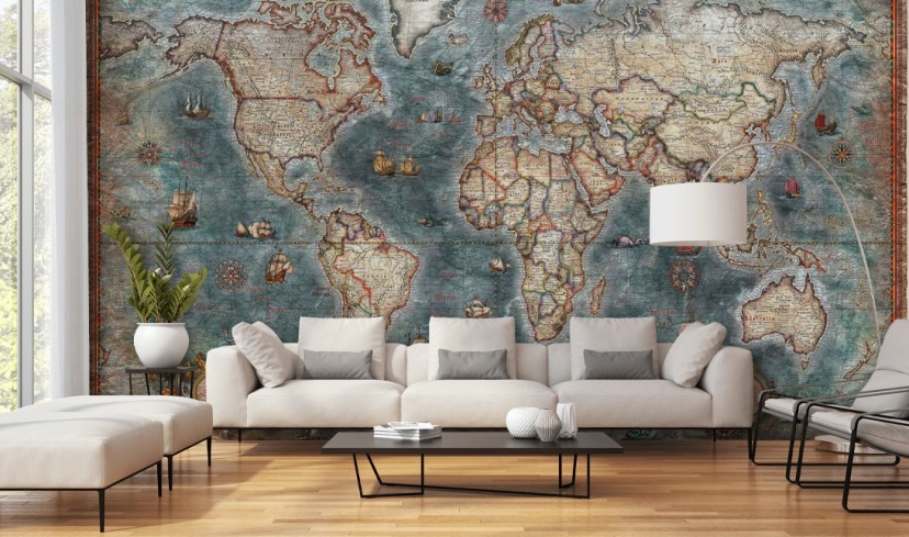Vintage Map Wallpaper & Antique Map Wall Murals | Wallsauce US