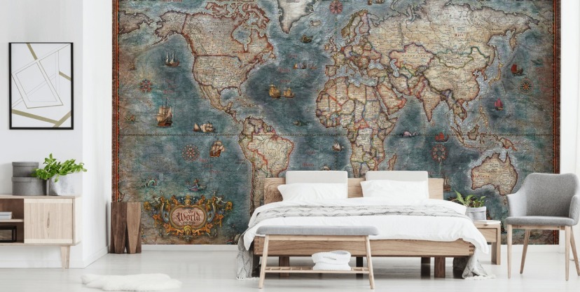 Vintage Map Wallpaper & Antique Map Wall Murals | Wallsauce US