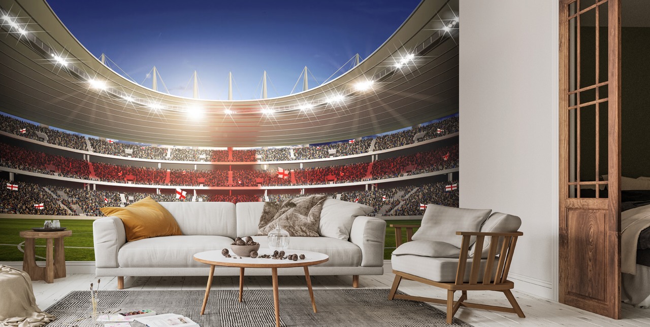 Football Stadium With England Flag Mural | Wallsauce UK
