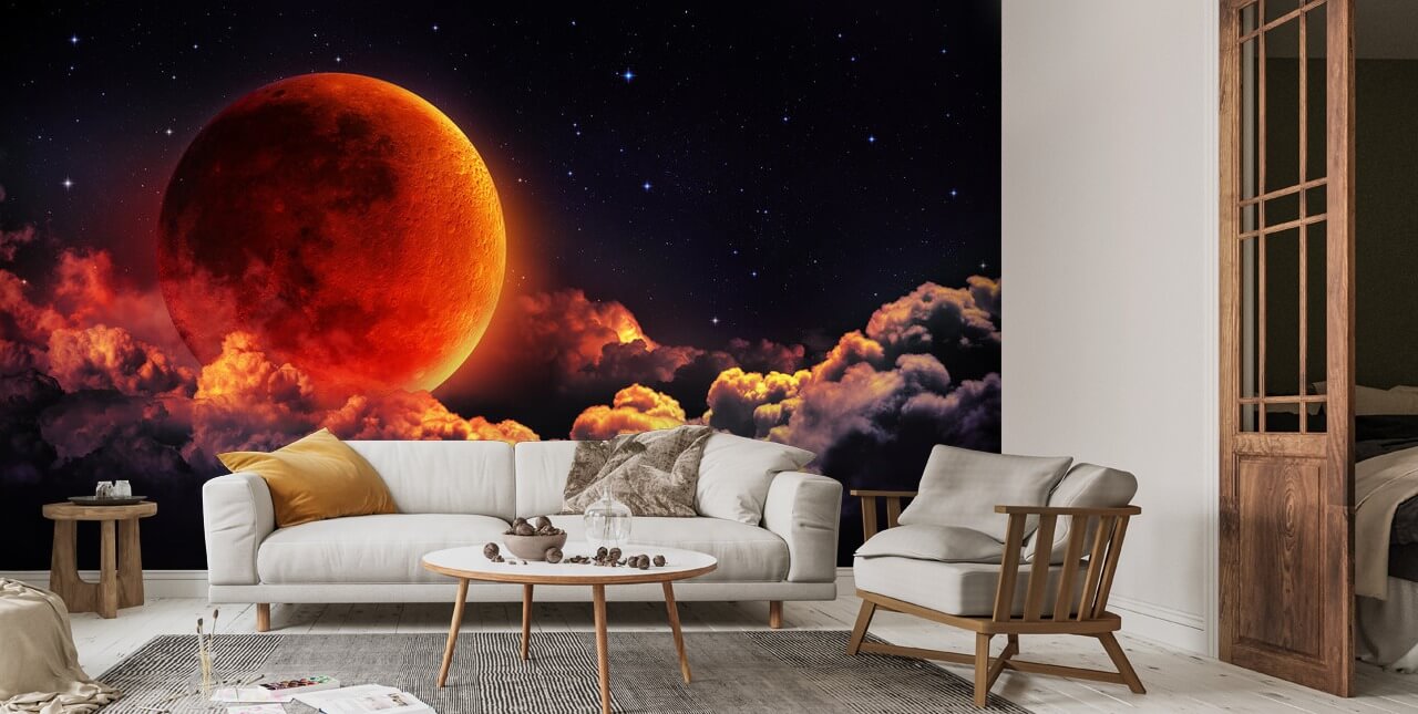 Fondo de pantalla de Fiery Moon | Wallsauce ES