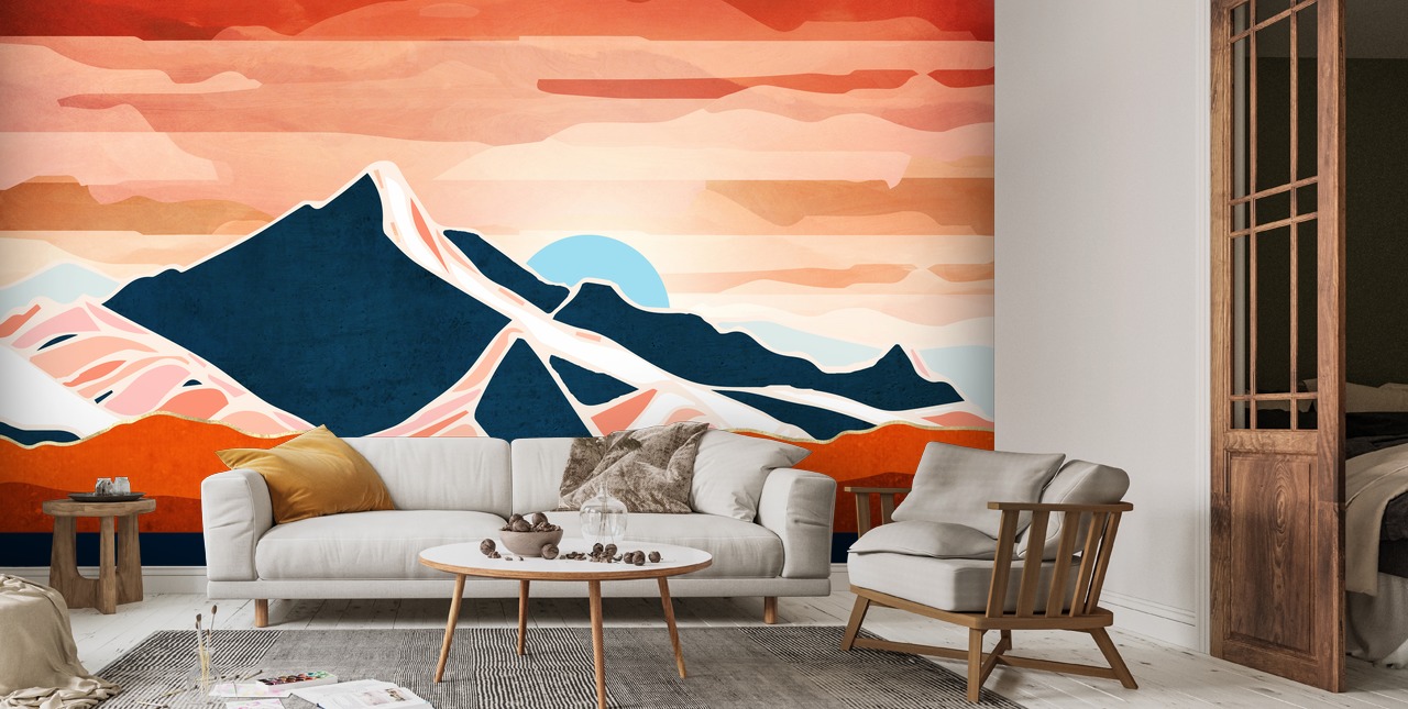 Retro Ocean Sunset Mural By SpaceFrog Designs | Wallsauce UK