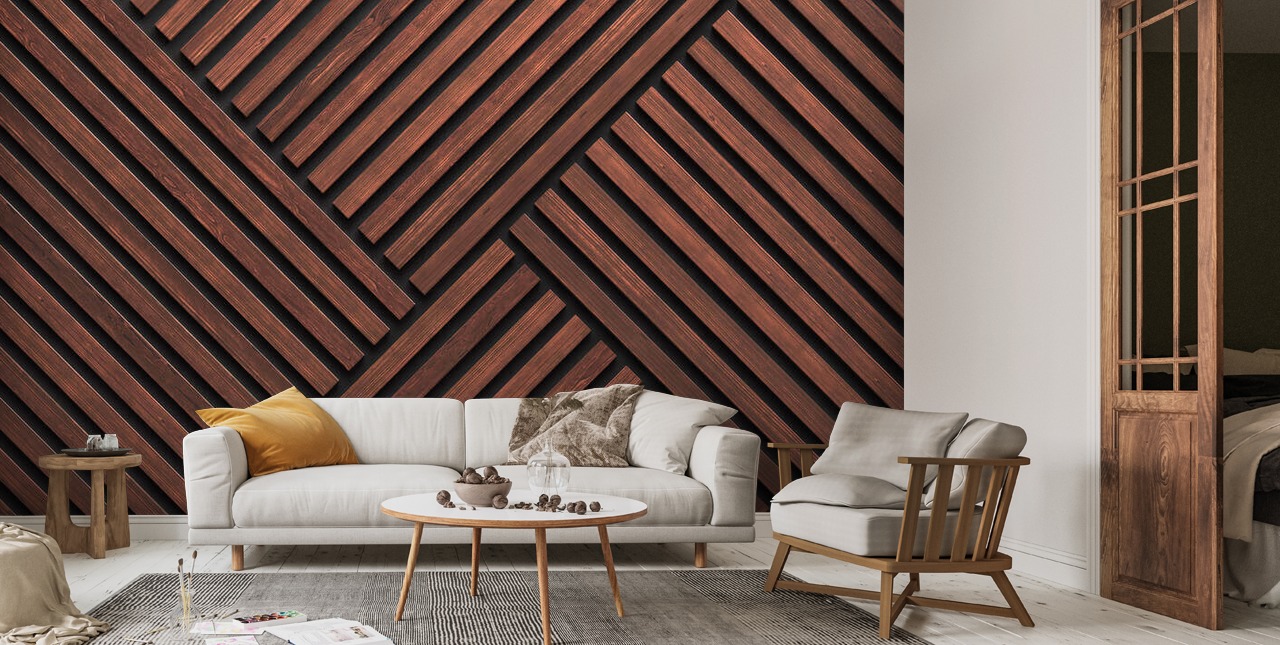 Patterned Wooden Slat Wallpaper Mural | Wallsauce US