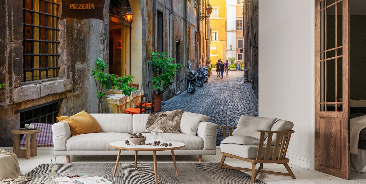 View of old cozy street in Rome Italy. Architecture and landmark of ...