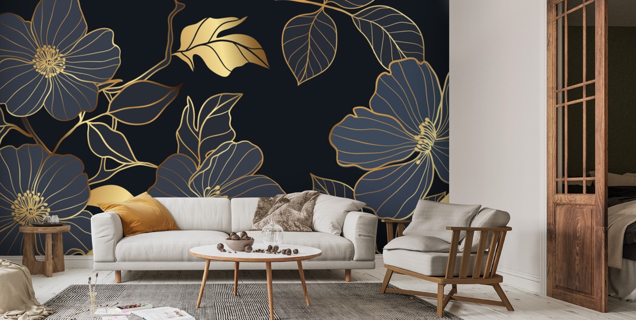Floral Line Drawing Wallpaper For Walls at Benjamin Schaffer blog