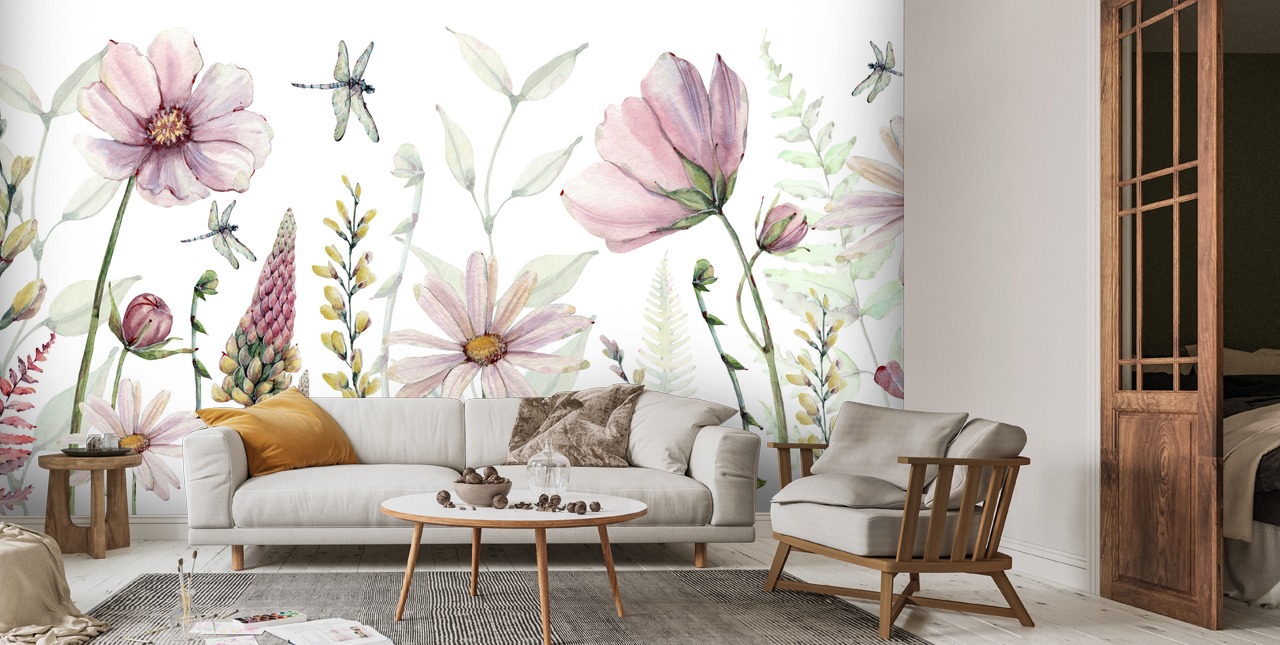Fabulous Flowers Mural By Sir Edward | Wallsauce US