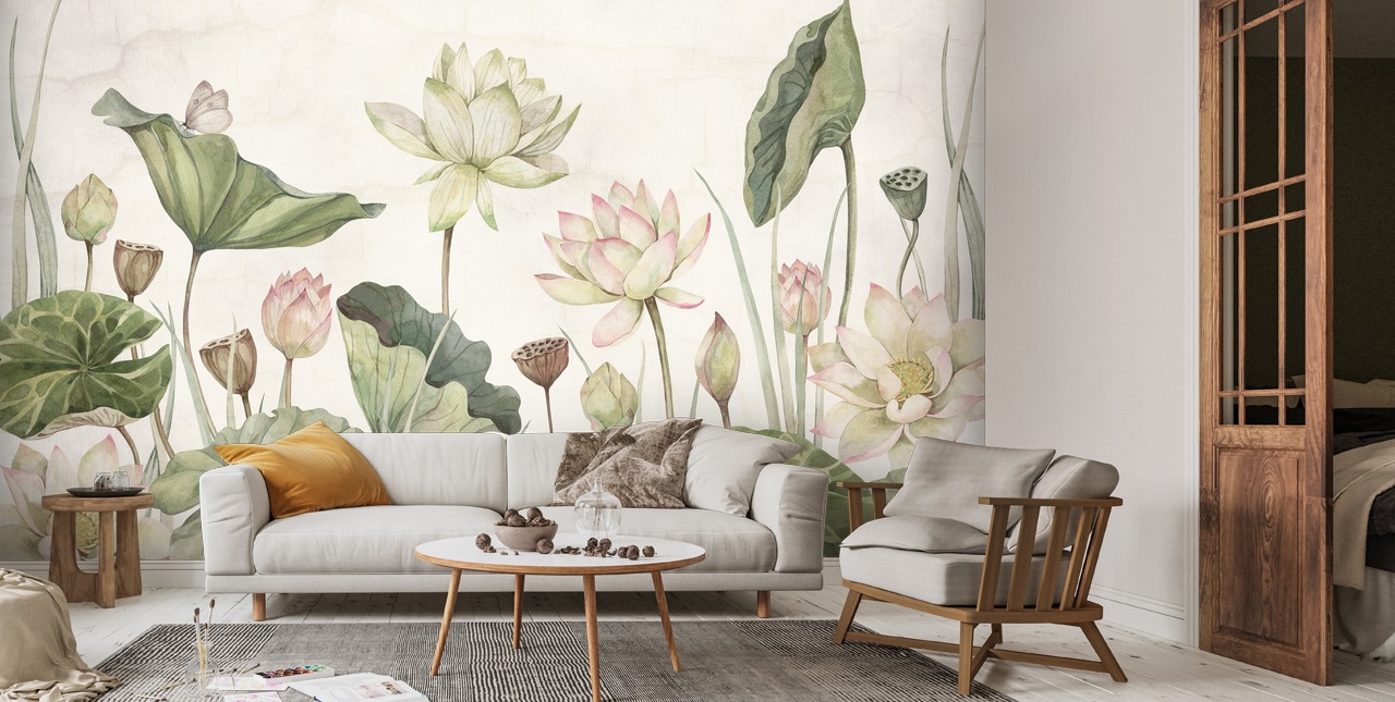 Lovely Water Lilies Wall Mural By Sir Edward | Wallsauce US