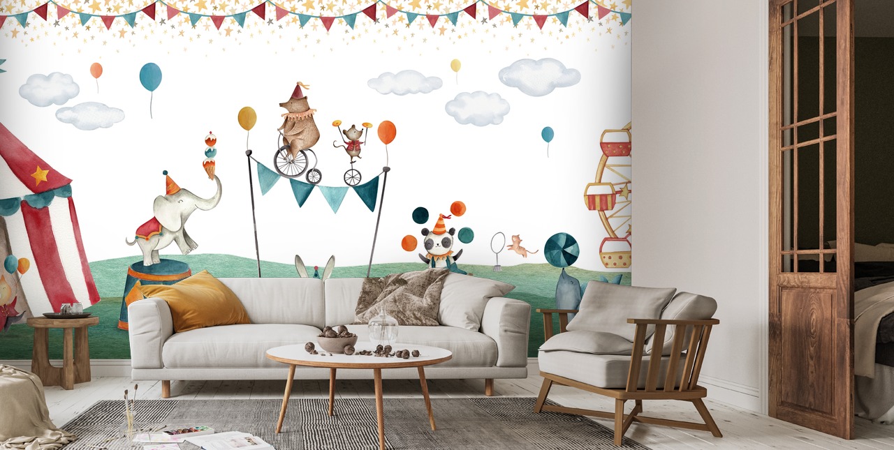 Crazy Circus Wallpaper Mural By Oliver Robins | Wallsauce US