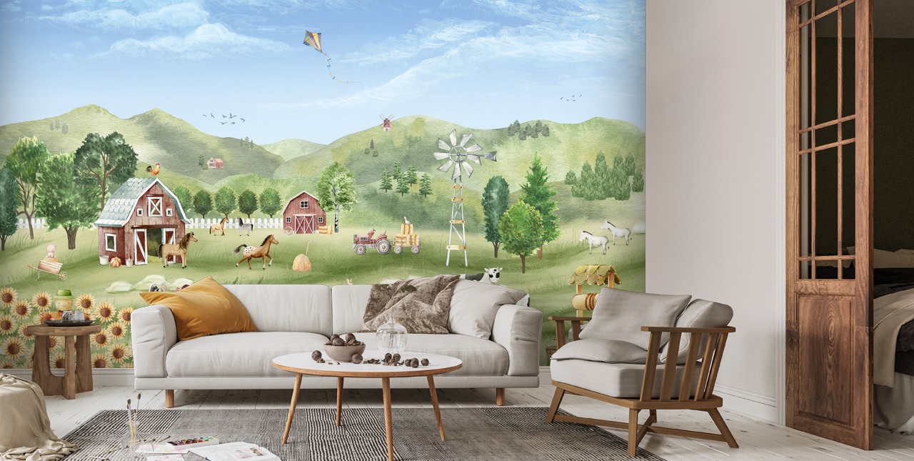 Farm Joy Wallpaper Mural By Oliver Robins | Wallsauce US