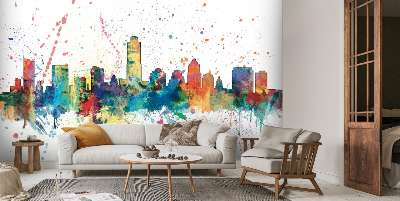 Austin, Texas Skyline Mural By Michael Tompsett | Wallsauce UK