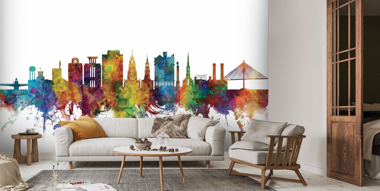 Charleston, South Carolina Skyline Wall Mural | Wallsauce US