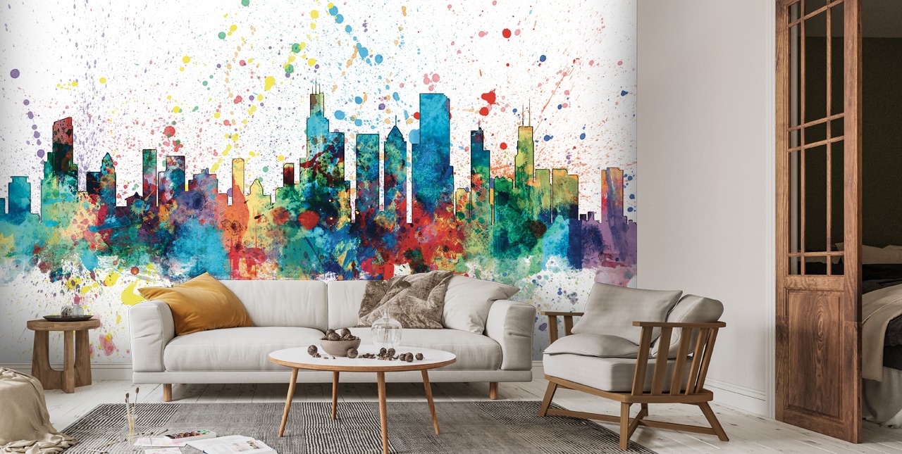 Chicago, Illinois Skyline Wallpaper Mural | Wallsauce US