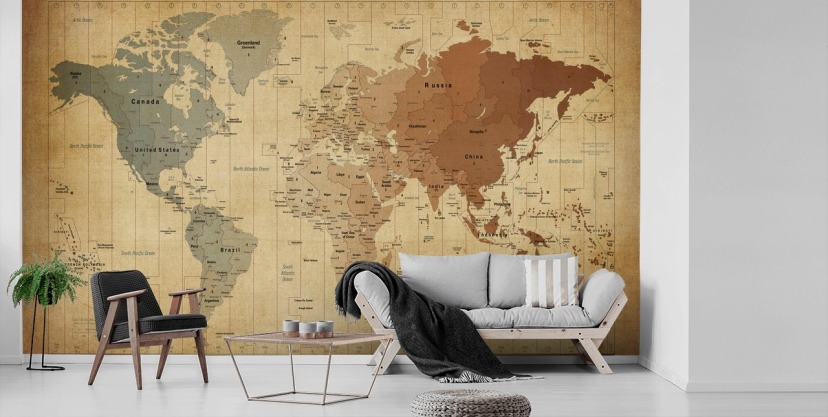 Vintage Map Wallpaper & Antique Map Wall Murals | Wallsauce US