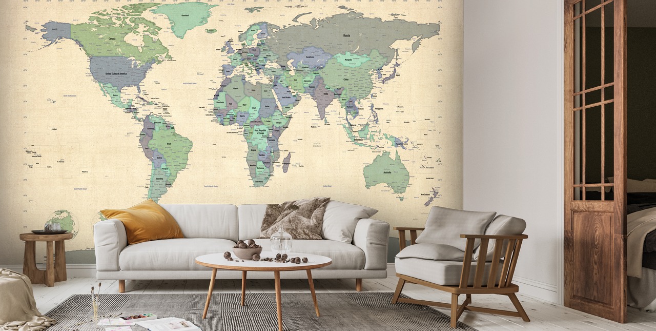 Peinture murale Carte du monde VI de Michael Tompsett | Wallsauce FR