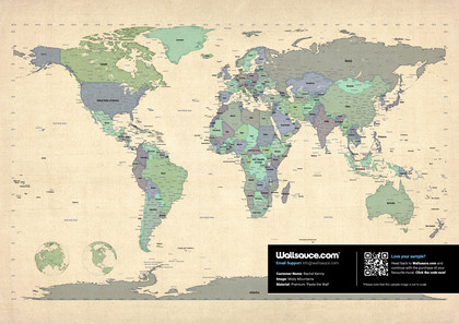 Map Of The World VI Mural By Micheal Tompsett | Wallsauce US