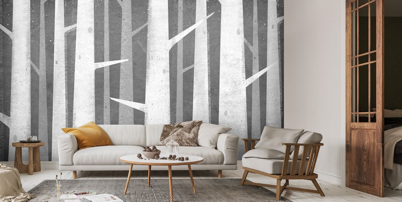 Birch Winter Woods behang | Wallsauce NL