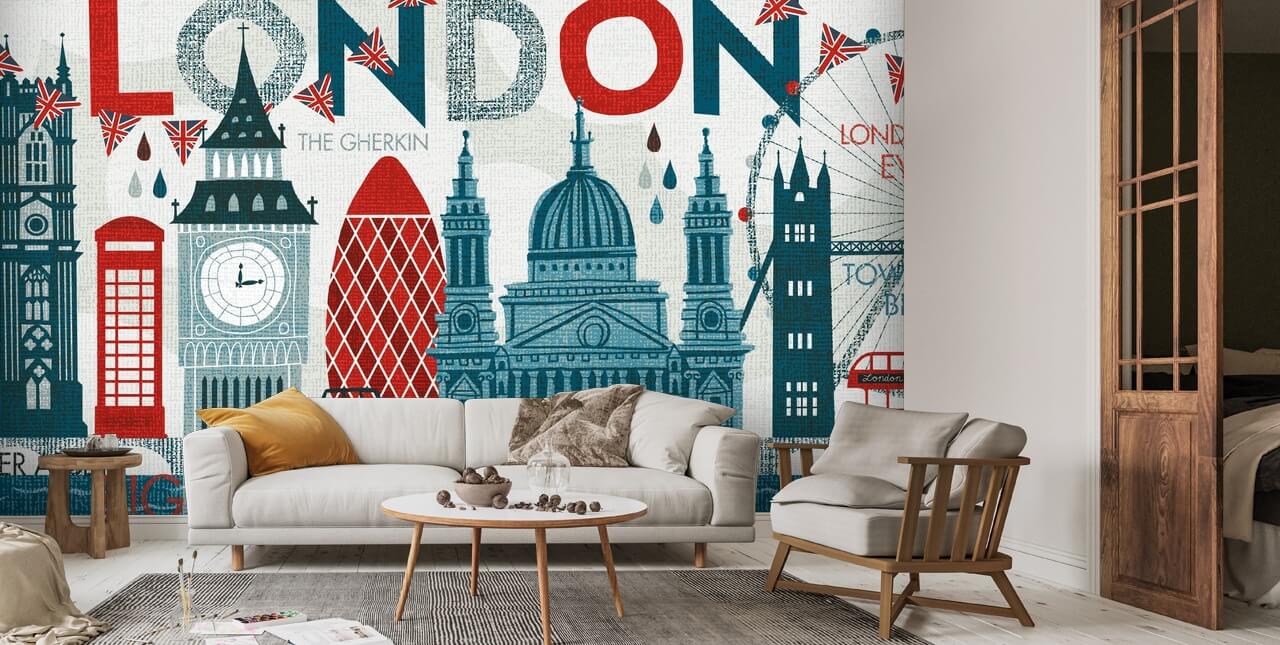 Papier Peint Fresque Hello London Hello London | Wallsauce FR