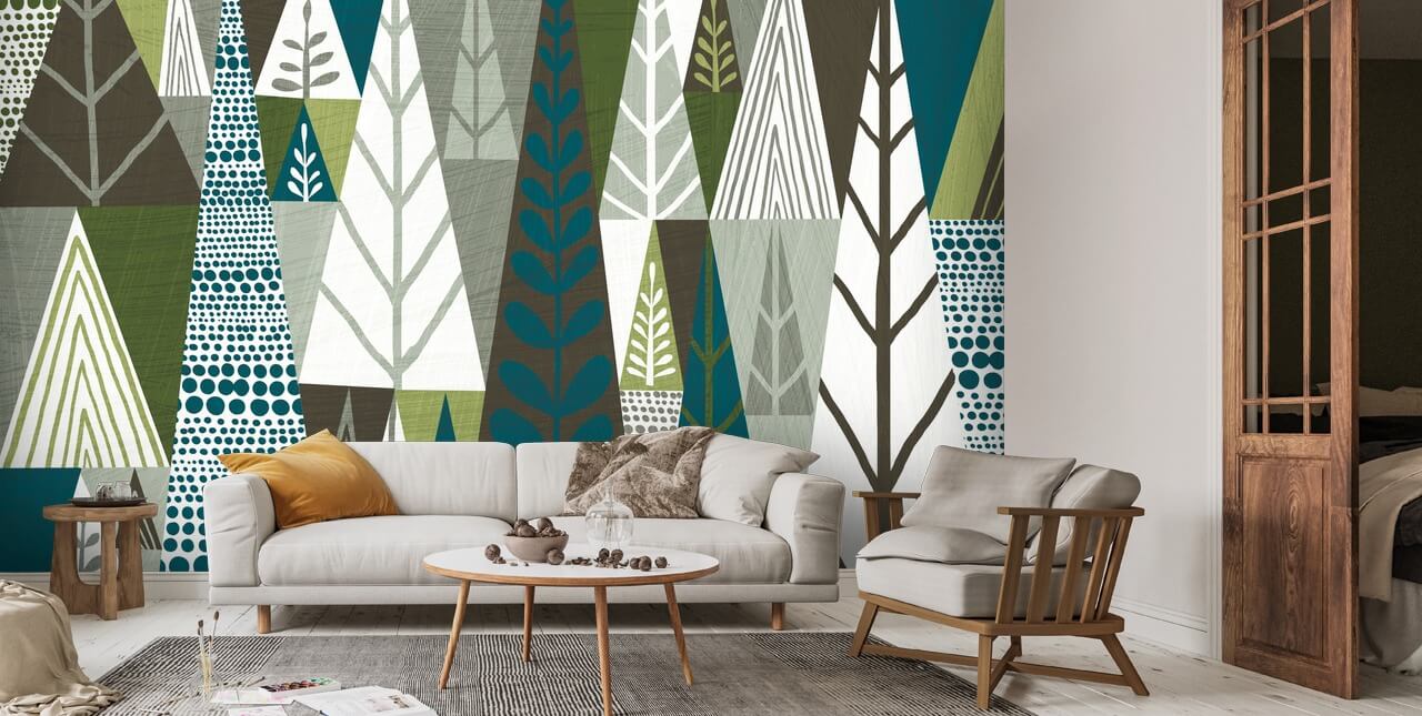 Geometric Forest Green Wallpaper & Wall Murals | Wallsauce UK