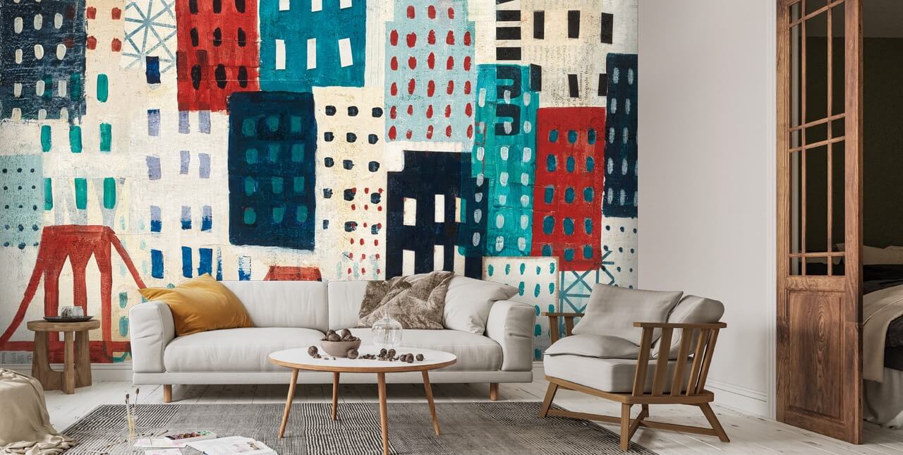 NY Skyline Collage Wall Mural | Wallsauce US