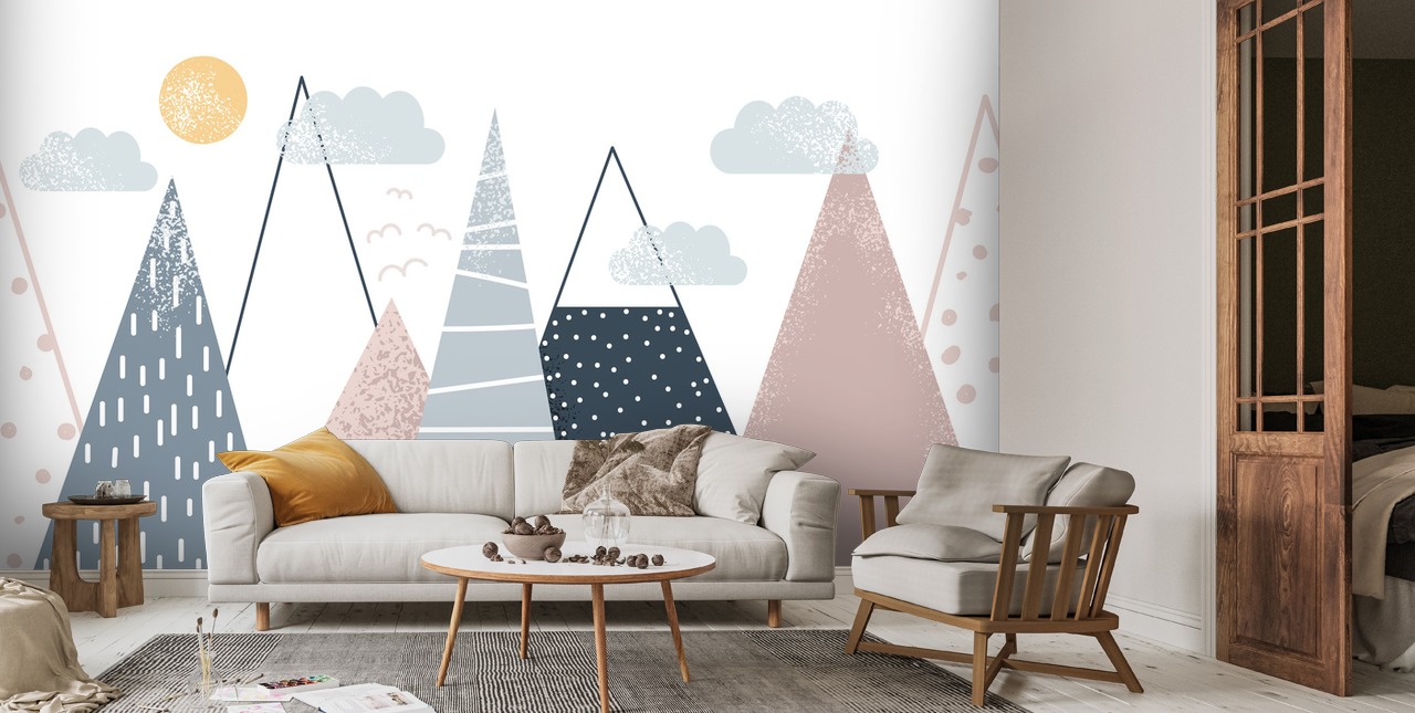 Cute Mountain Landscape Wallpaper Mural | Wallsauce US