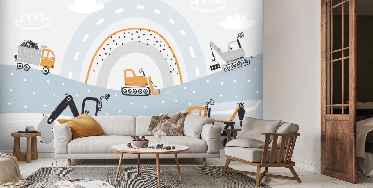 Construction Mountain Wallpaper Mural | Wallsauce US