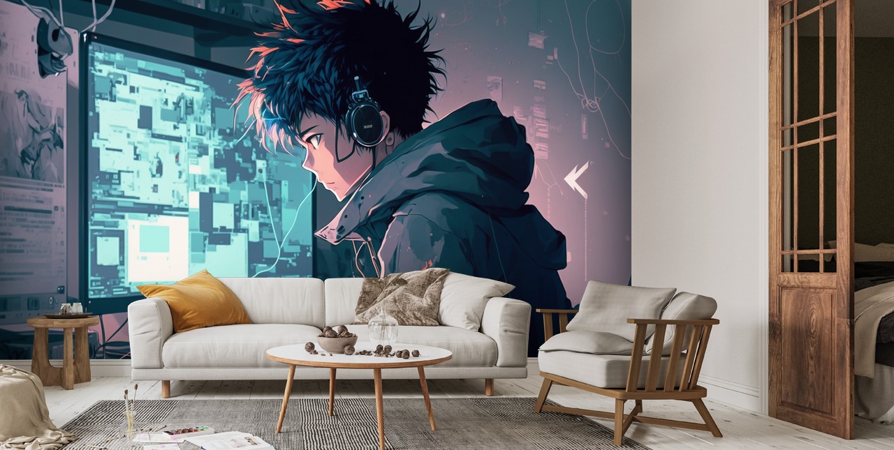 Anime Computer Wall Mural | Wallsauce US