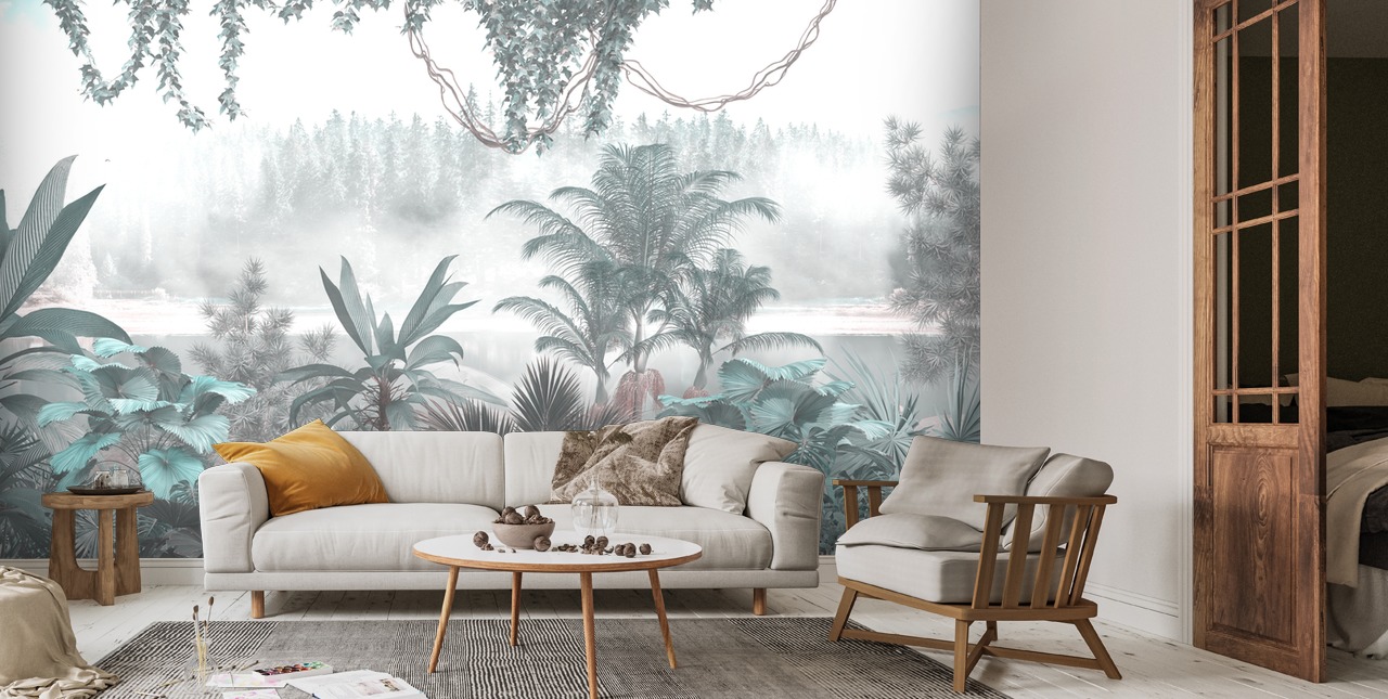 Panoramic Jungle View Wallpaper Mural | Wallsauce US