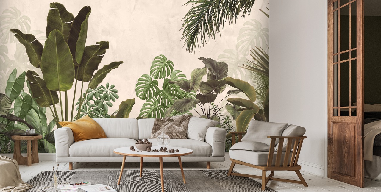 Tropical Leaf Landscape Mural | Wallsauce UK