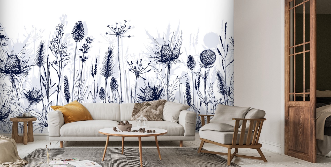 Tapeten-Wandbild „Blaue Disteln“ | Wallsauce DE