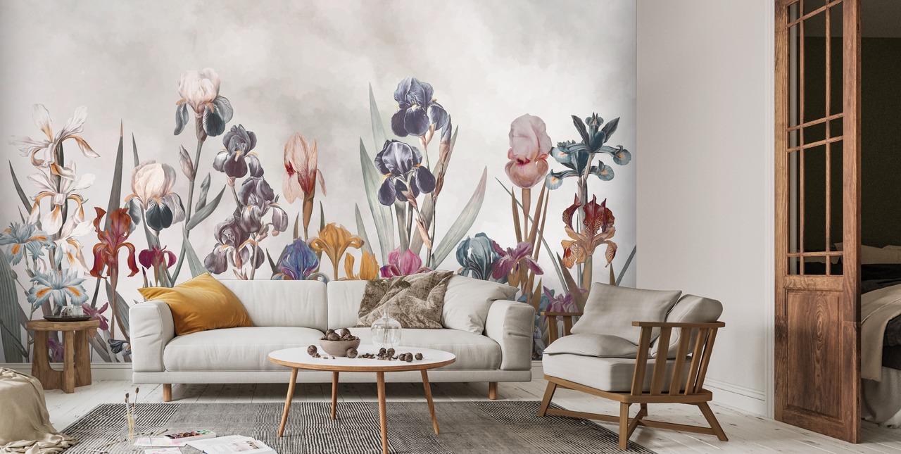 Iris Field Wall Mural By Marina Stupakova | Wallsauce UK