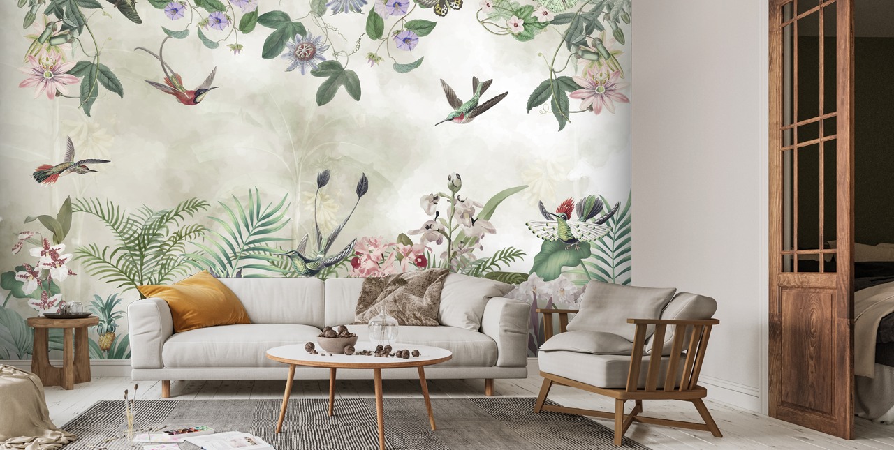 Tropic And Orchids Mural By Marina Stupakova | Wallsauce US