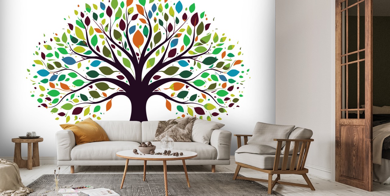 Tree of life with leaves vector illustration of a colorful tree with ...