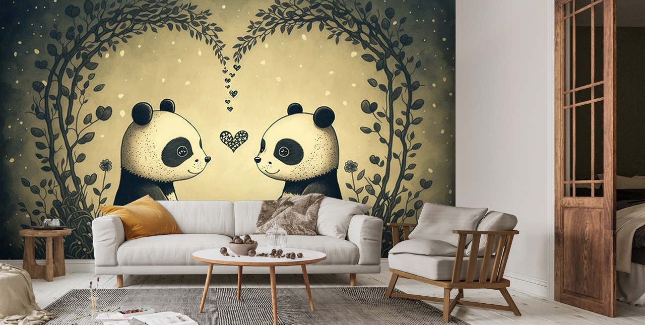 Couple Of Pandas Wallpaper | Wallsauce UK
