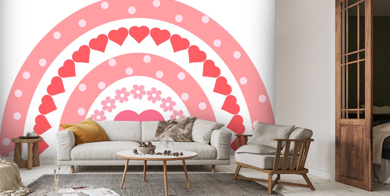 Pink Boho Rainbow Wallpaper Mural | Wallsauce UK