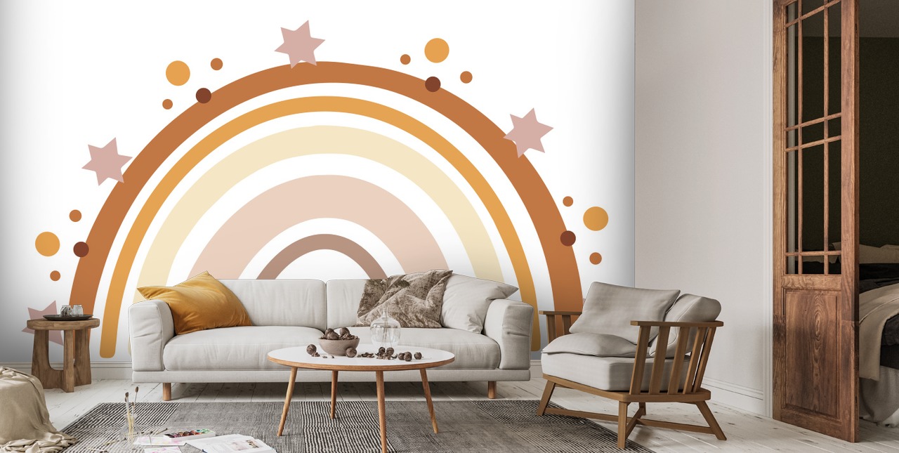 Papier peint mural Boho Rainbow neutre | Wallsauce FR