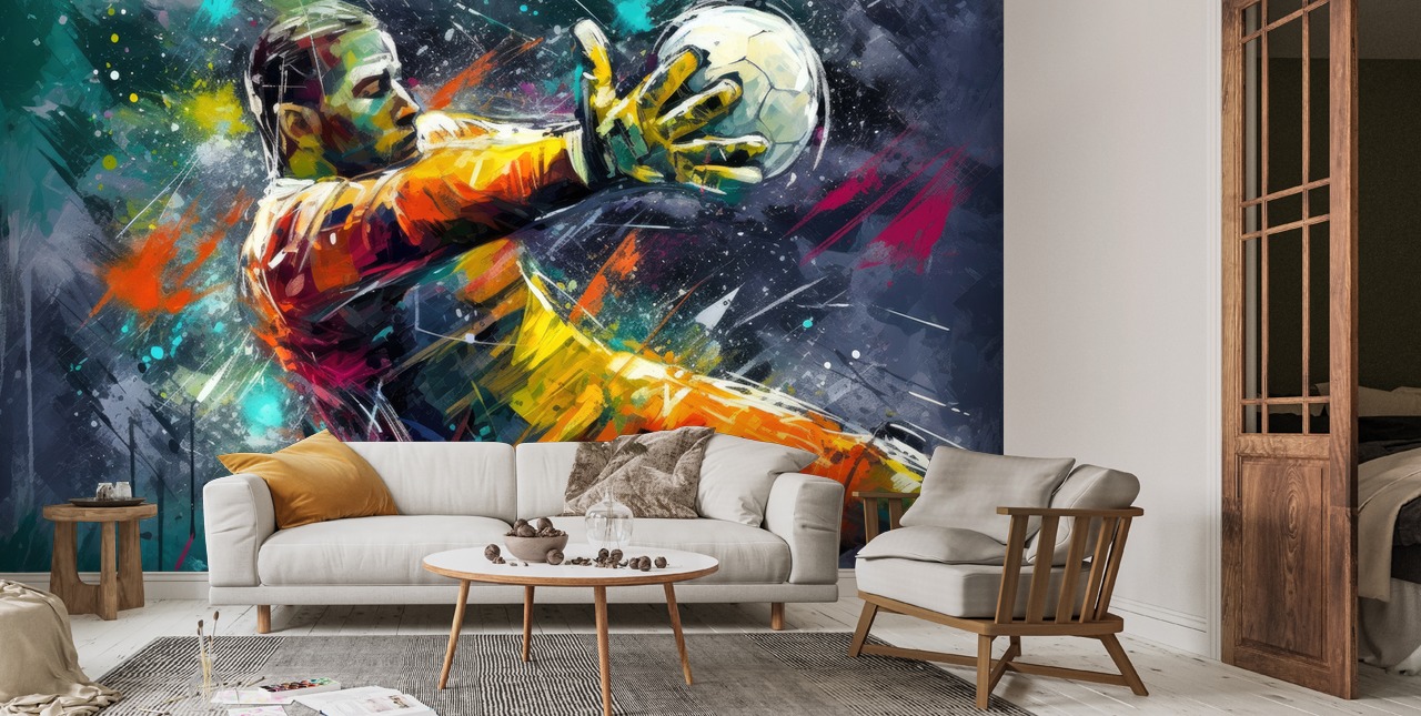 Football Goalkeeper Illustration Wallpaper Mural | Wallsauce US