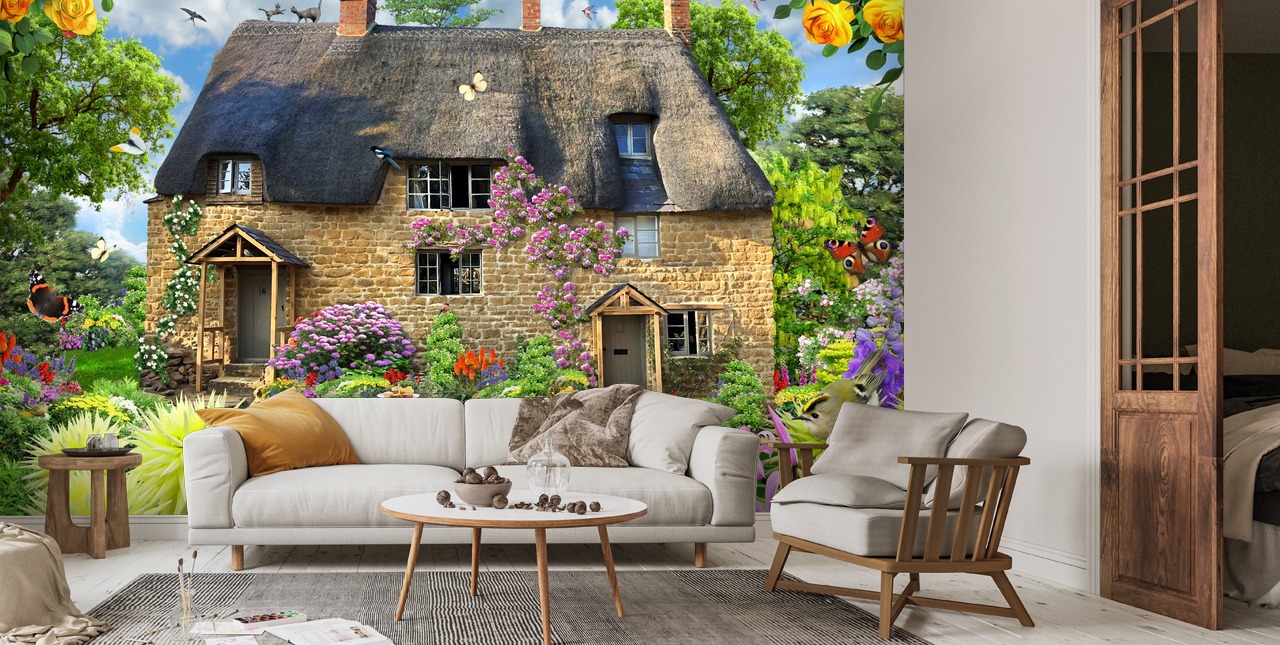 Bakers Cottage Wallpaper Mural | Wallsauce UK