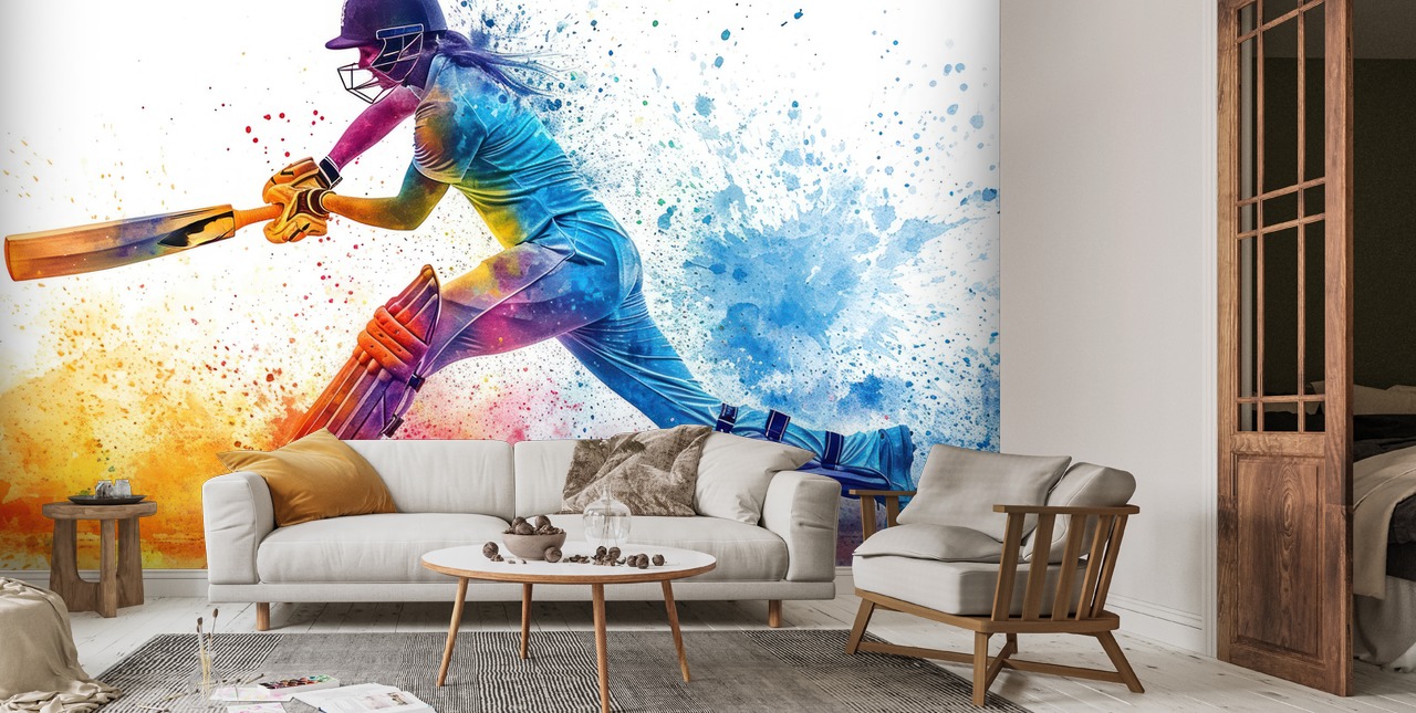 Cricket Paint Splash Wallpaper Mural | Wallsauce UK