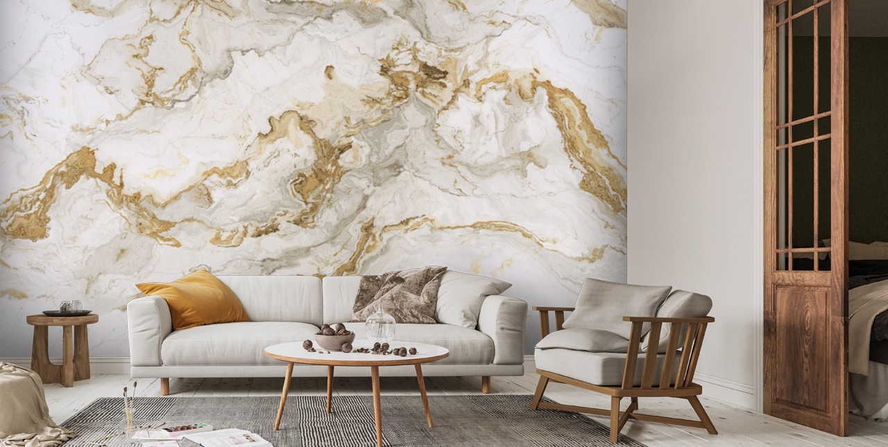 Marmor Tapete Wei Gold