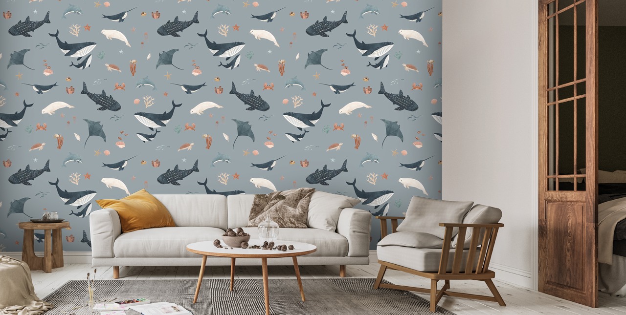 Blue Splendid Sea Wallpaper Mural | Wallsauce UK