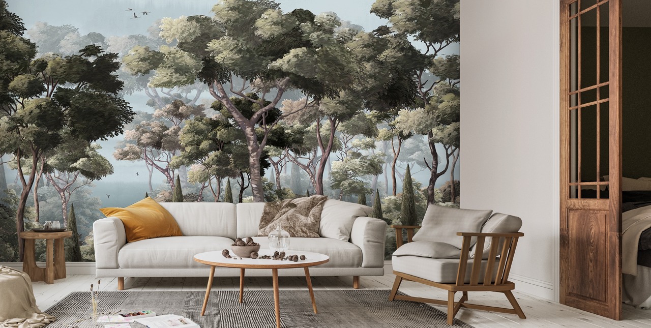 Vintage Wallpaper Forest Blue Vintage Forest Wallpaper Modern Luxury