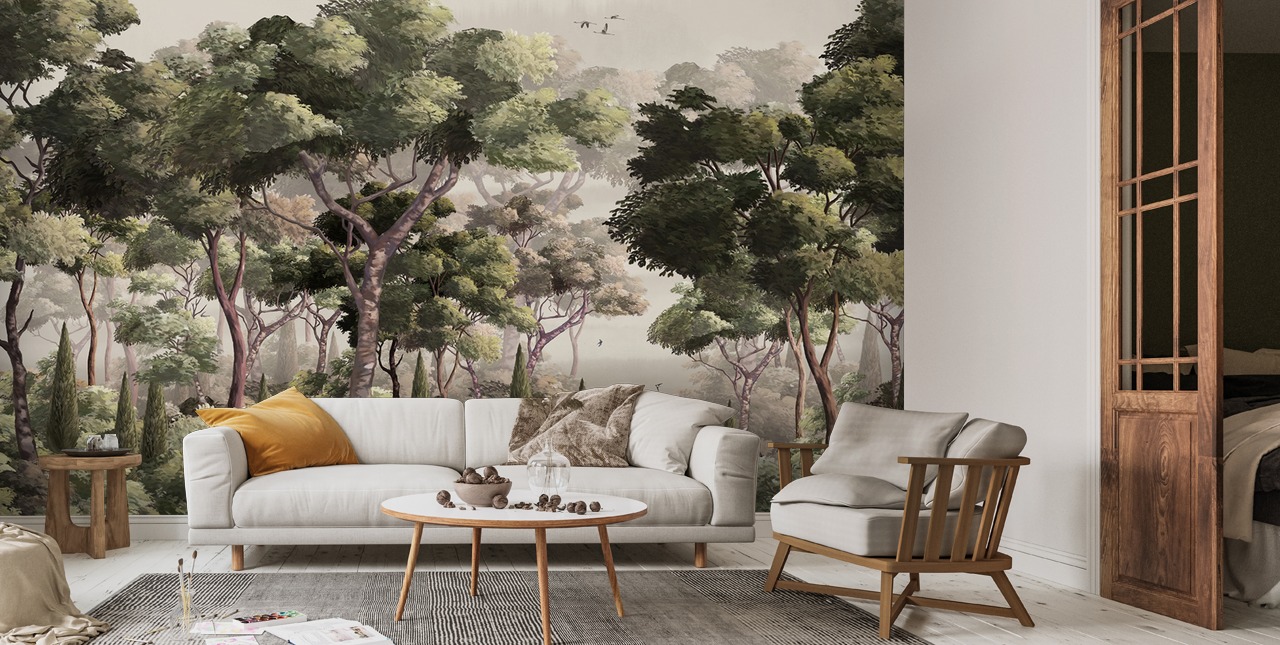 Vintage Forest Landscape Wallpaper Mural | Wallsauce US