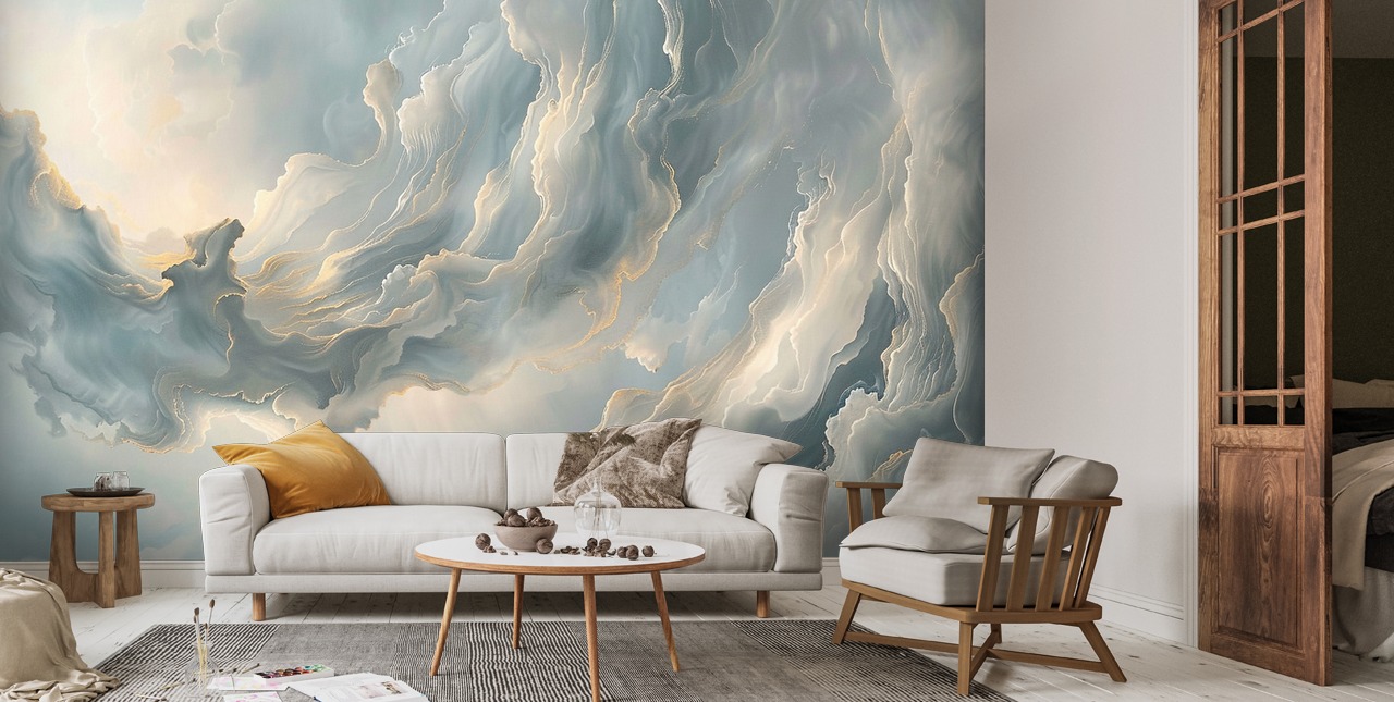 Abstract Ash Grey Clouds Wallpaper Mural | Wallsauce UK