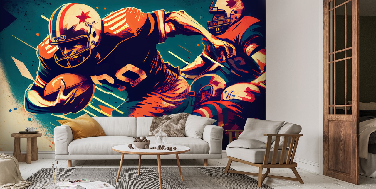 Breaking a Tackle Wallpaper Mural | Wallsauce US