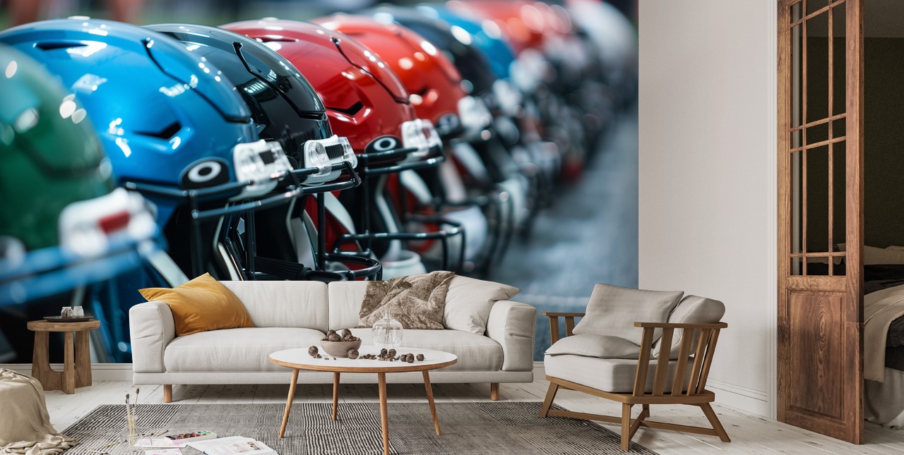 American Football Helmets Wallpaper Mural | Wallsauce UK