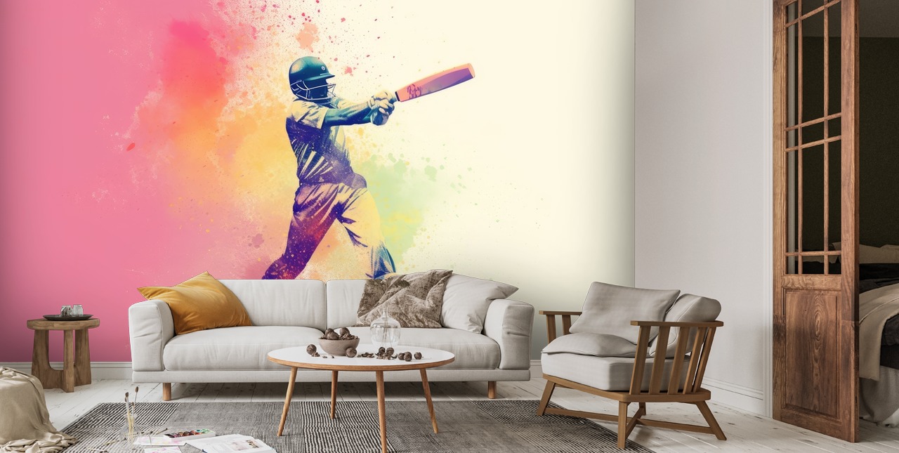 Pink Paint Cricket Wallpaper Mural | Wallsauce UK