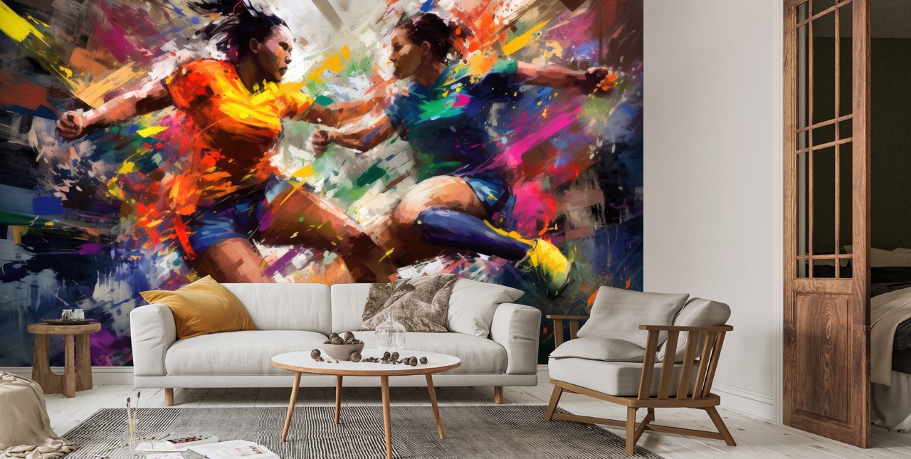 Abstract Footballers Wallpaper Mural | Wallsauce UK