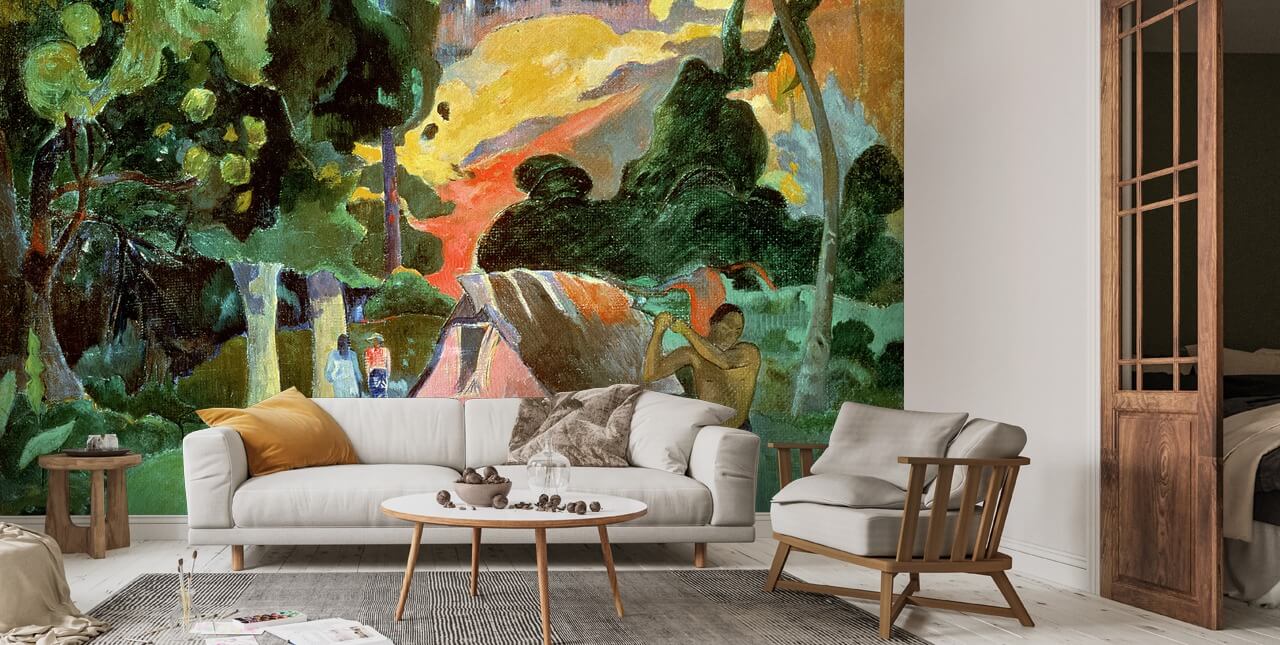 Paul Gauguin Matamoe - Peacocks Wallpaper | Wallsauce UK