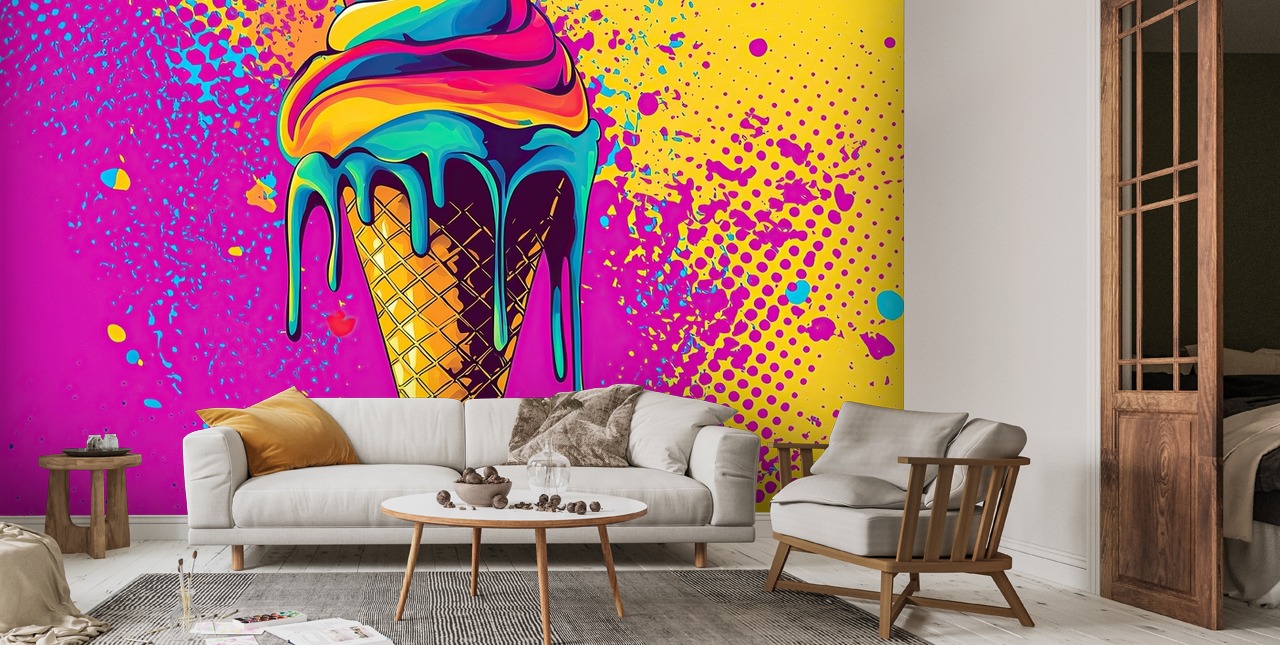 Neon Ice Cream Wallpaper Mural | Wallsauce NZ