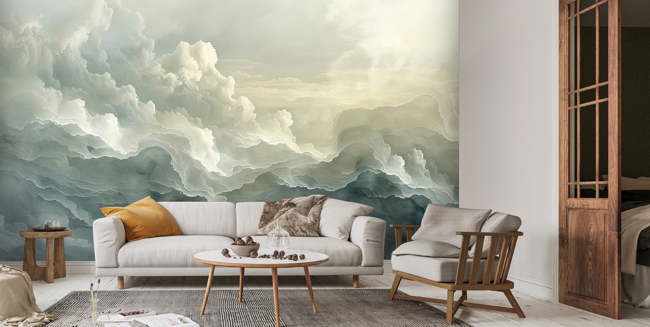 Abstract Layered Clouds Wallpaper Mural | Wallsauce UK
